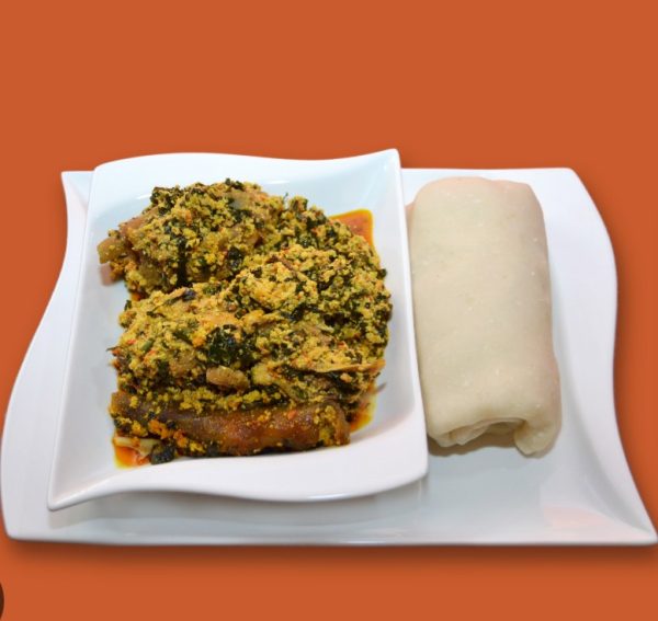 Egusi Soup and Water-fufu or Garri - AKOFUD
